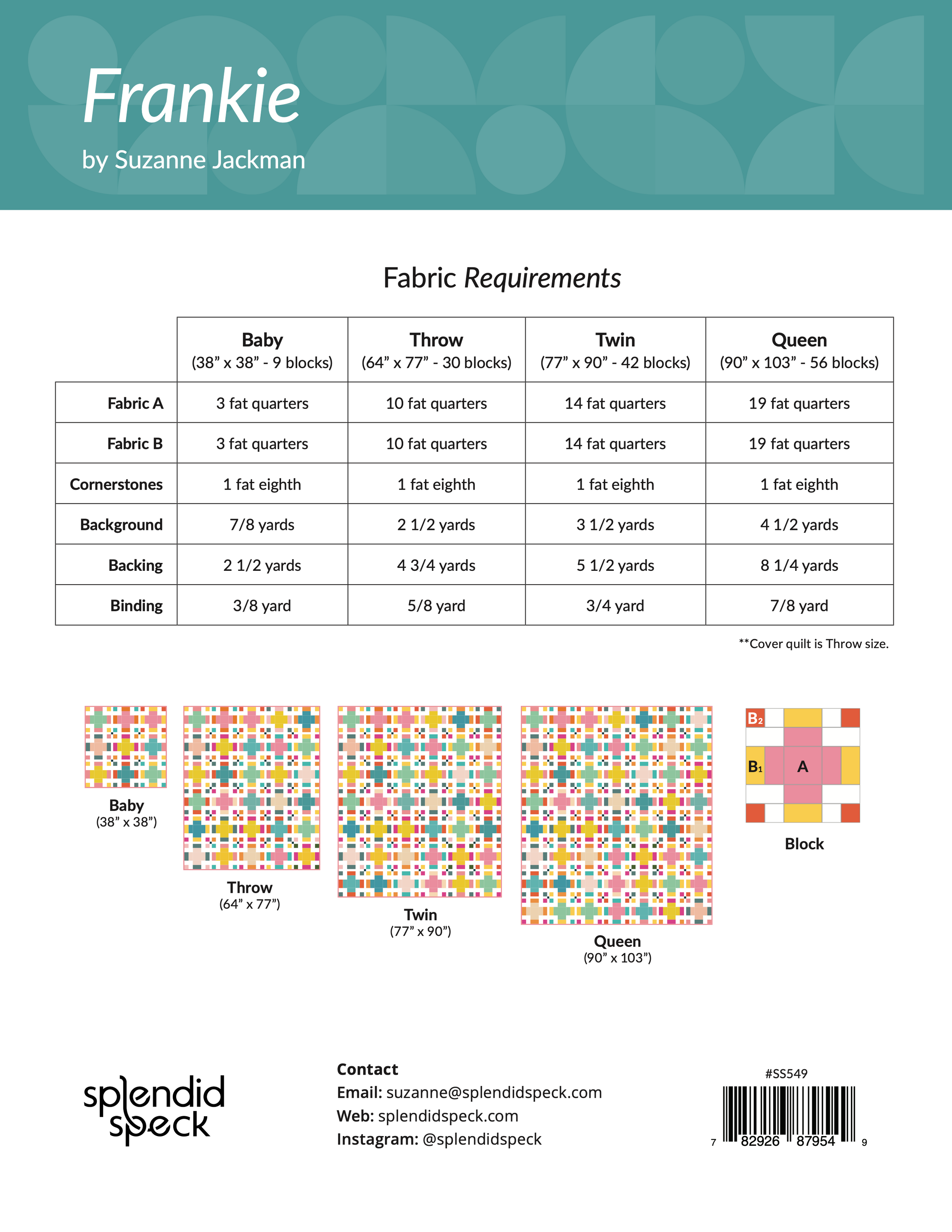 Frankie - Quilt Pattern - Fat Quarter Pattern - PDF