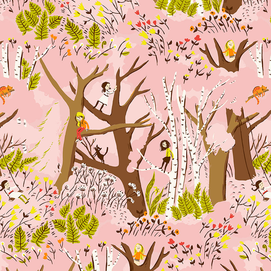 Studio Edit - Girls in Trees - Pink - Heather Ross - Windham Fabrics